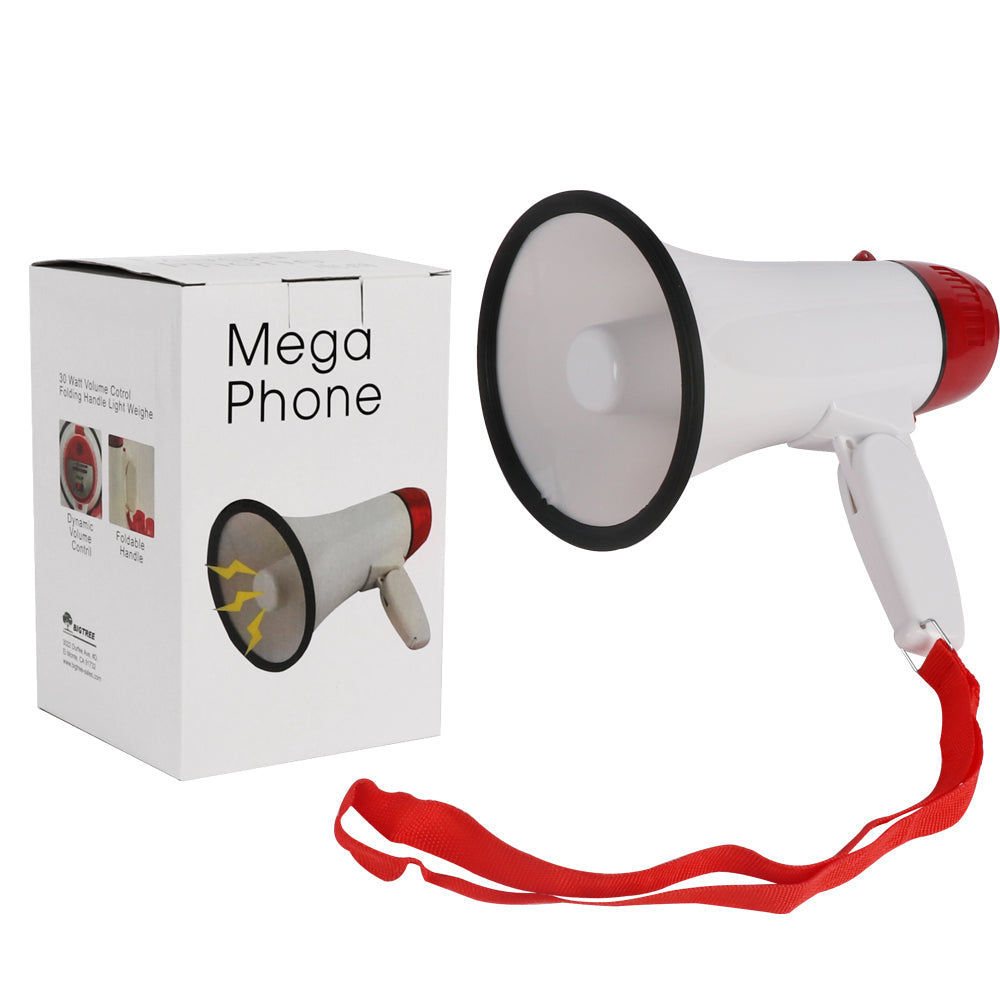 30W Megaphone Bullhorn with Siren, Adjustable Volume & Folding Handle ...