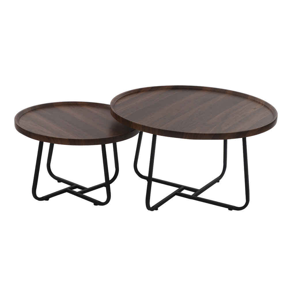 2-Piece Nesting Coffee Table Set - Round Modern Farmhouse Living Room ...